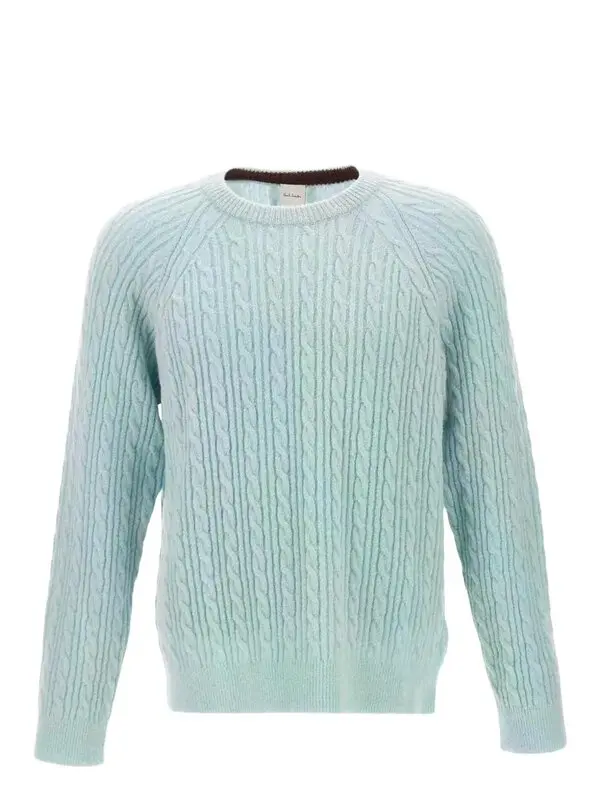 Paul Smith Cable Knit Crew Neck Knitwear - Blue
