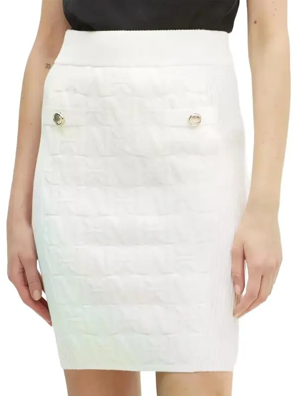 MARCIANO Embossed Mini Skirt With Button Detail - White