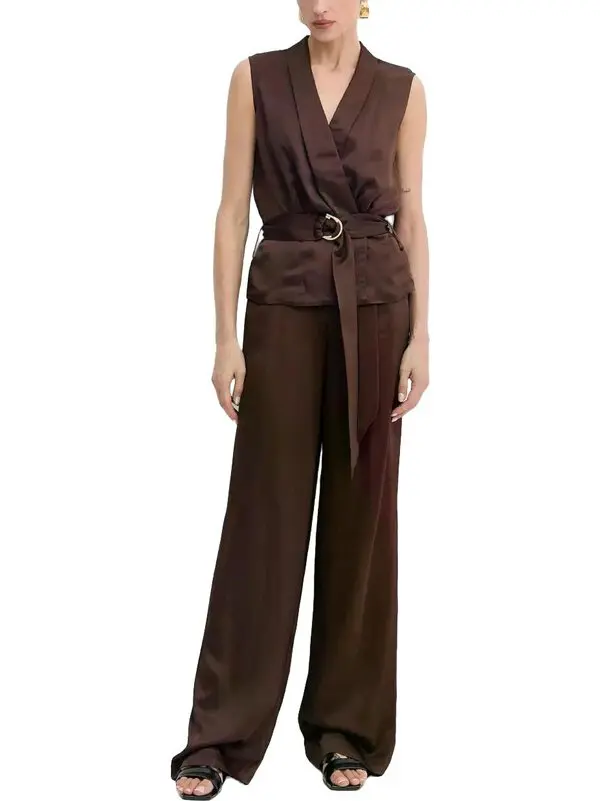 MARCIANO Belted Sleeveless Jacket - Brown
