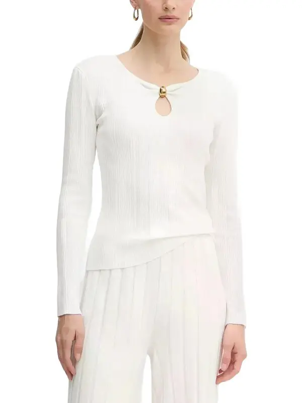 MARCIANO Keyhole Ribbed Top - White