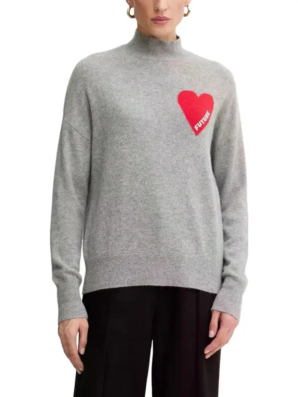 From Future Heart-motif High Neck Sweater - Grey