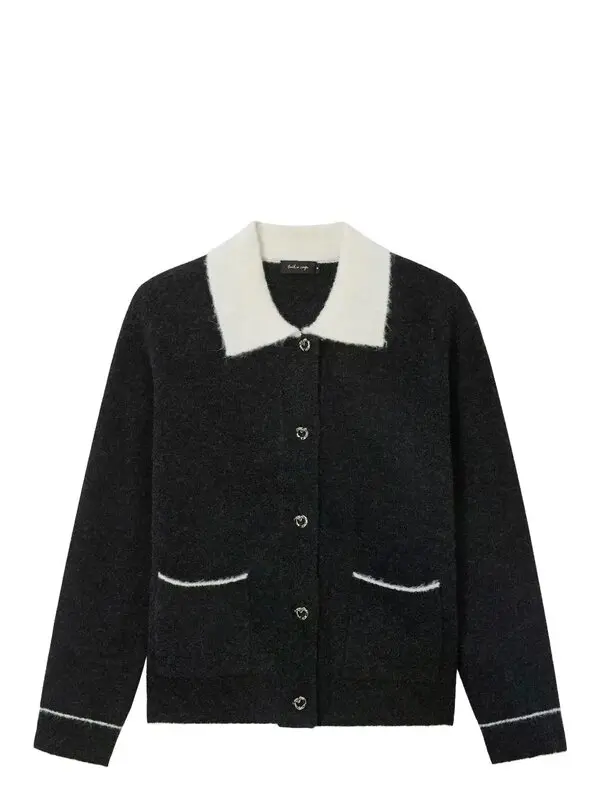 TOUT A COUP Collared Patch-pockets Cardigan - Grey