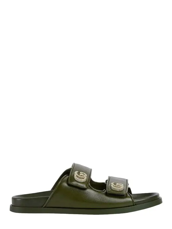 Gucci Double G Leather Sandals - Green