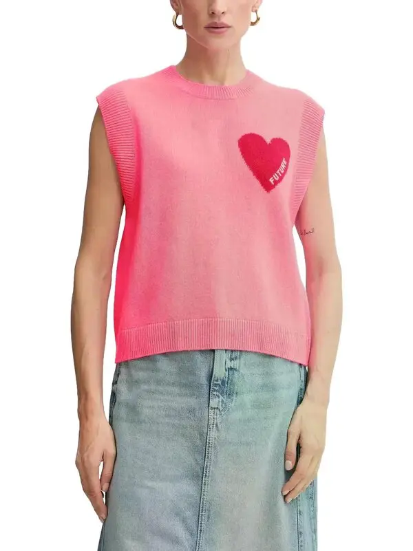From Future Heart-motif Sleeveless Vest - Pink