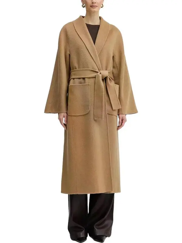Luisa Spagnoli Belted Coat With Pockets - Brown