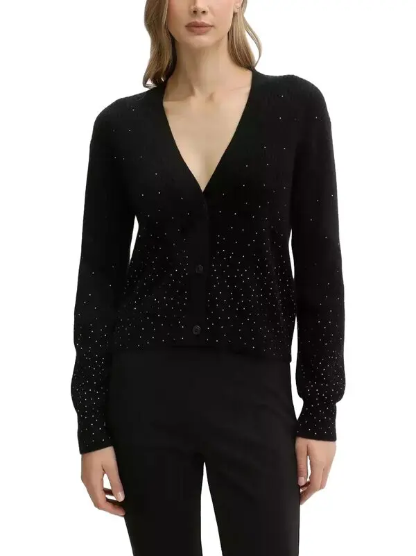 From Future Rhinestones Button Cardigan - Black