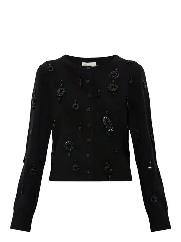 Tory Burch Embellished Button-fastening Sweater - Black
