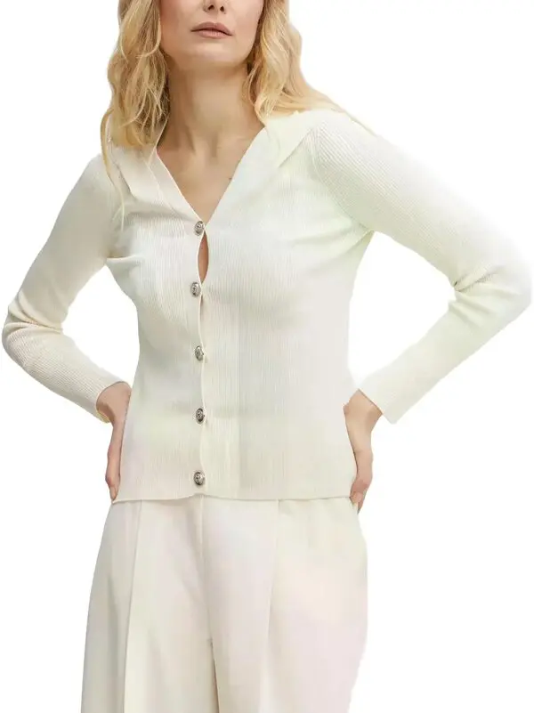Guess Buttoned Hooded Cardigan - White