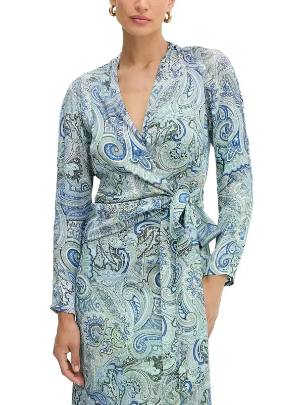 MARCIANO Paisley Print Tie Blouse - Blue