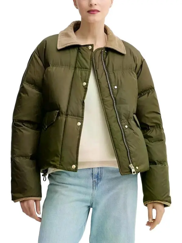 Marc O'polo Padded Jacket With Corduroy Collar - Green