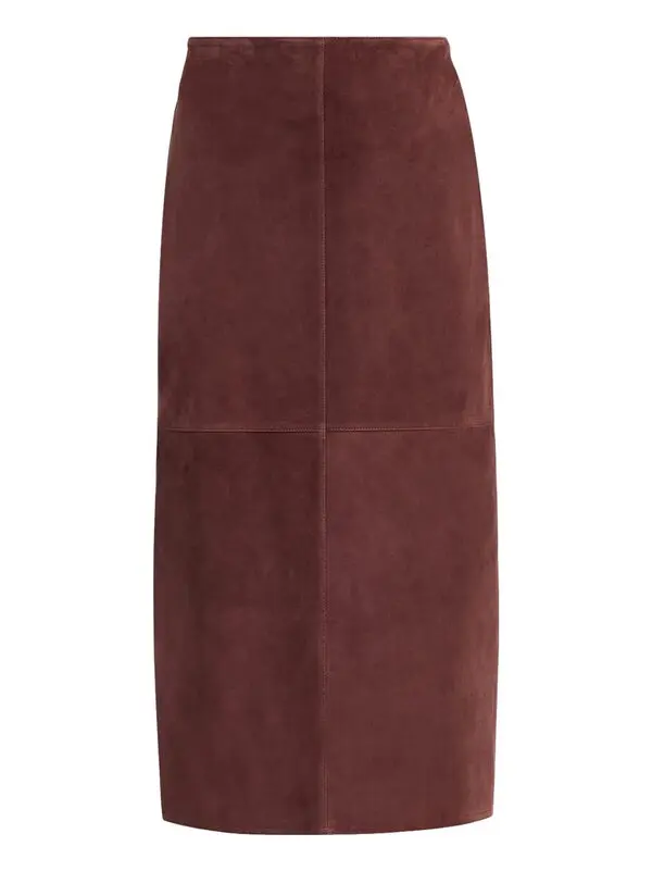 Max Mara Pala Suede Midi Skirt - Wine-coloured