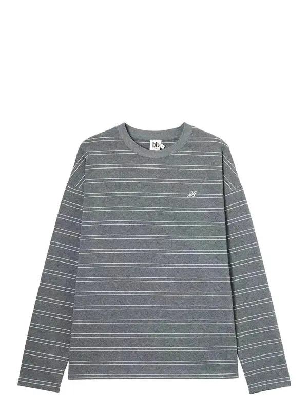B+AB Striped Embroidered T-shirt - Grey