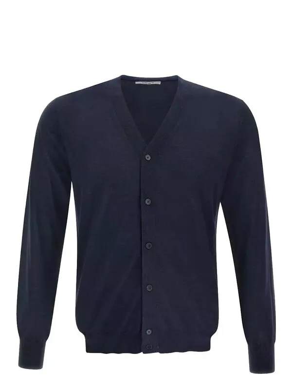 KANGRA V-neck Wool Cardigan - Blue