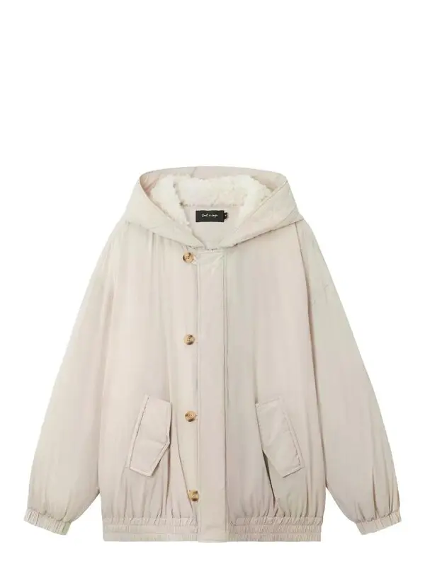 TOUT A COUP Hooded Button-fastening Jacket - Neutrals