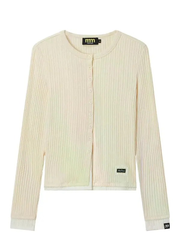 MINI CREAM Buttoned Ribbed Cardigan - Neutrals