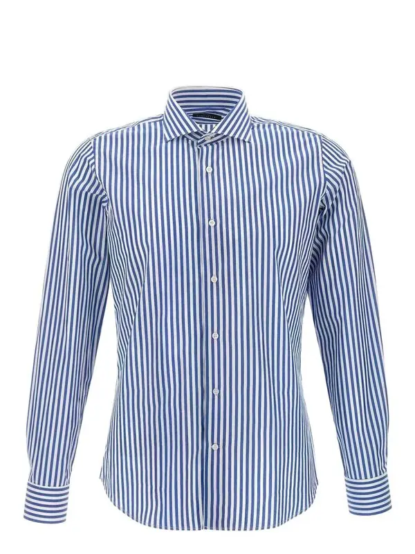 MARCHESANI Striped Button Shirt - Blue