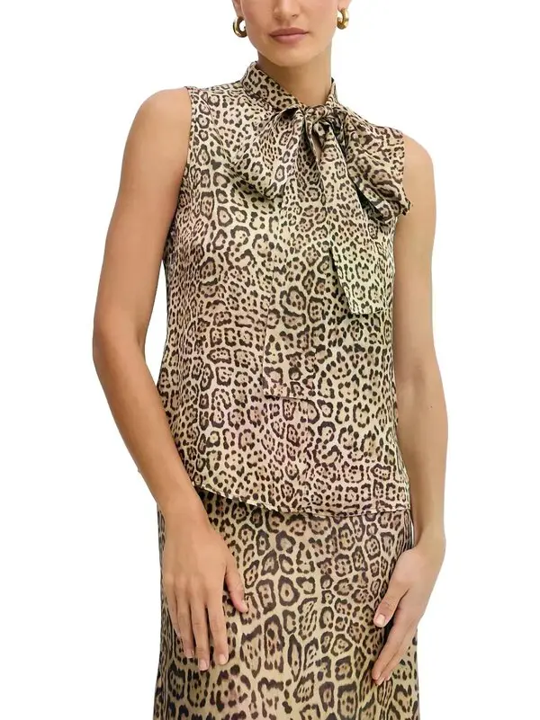 MARCIANO Leopard-print Blouse With Bow - Neutrals