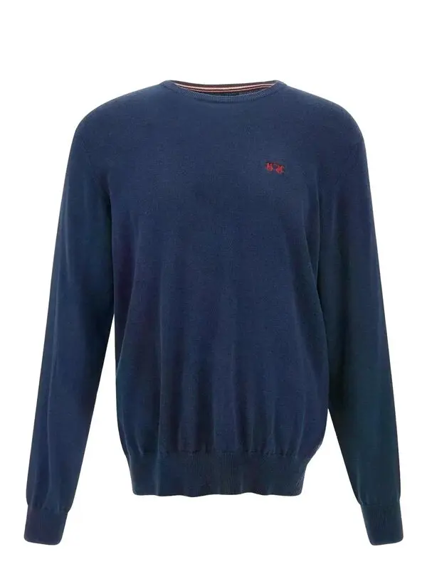 LA MARTINA Embroidered Logo Ribbed Sweater - Blue