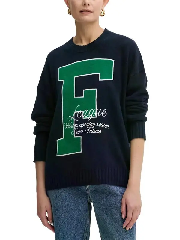From Future Letter-graphic Cashmere Pullover - Blue