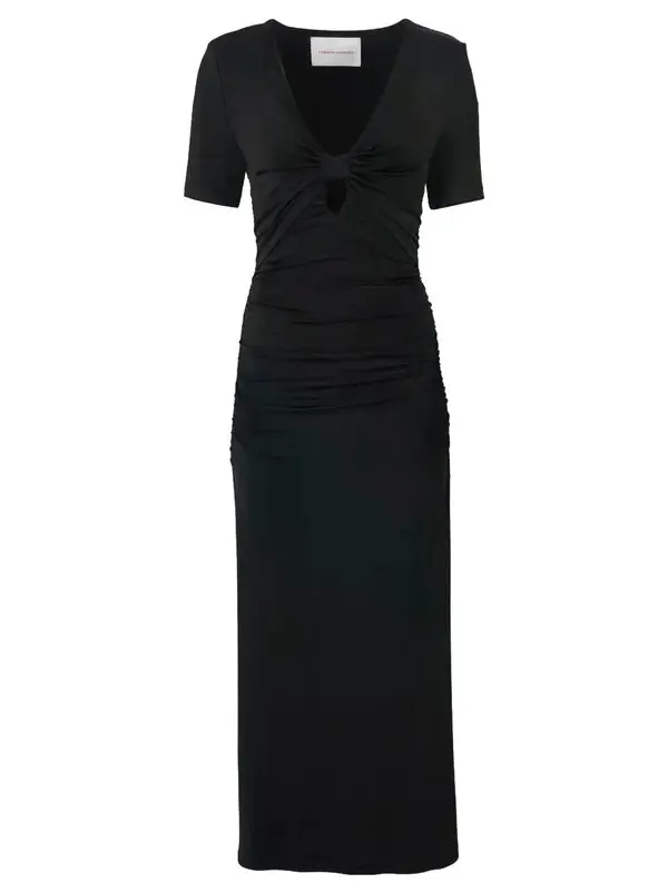 Carolina Herrera Ruched Jersey V-neck Midi Dress - Black