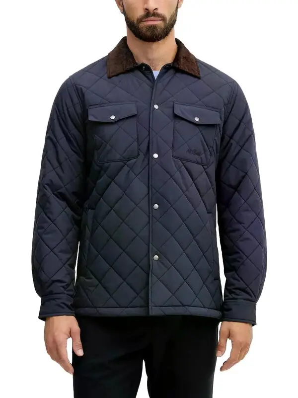 MC2 SAINT BARTH Quilted Jacket With Corduroy Collar - Blue