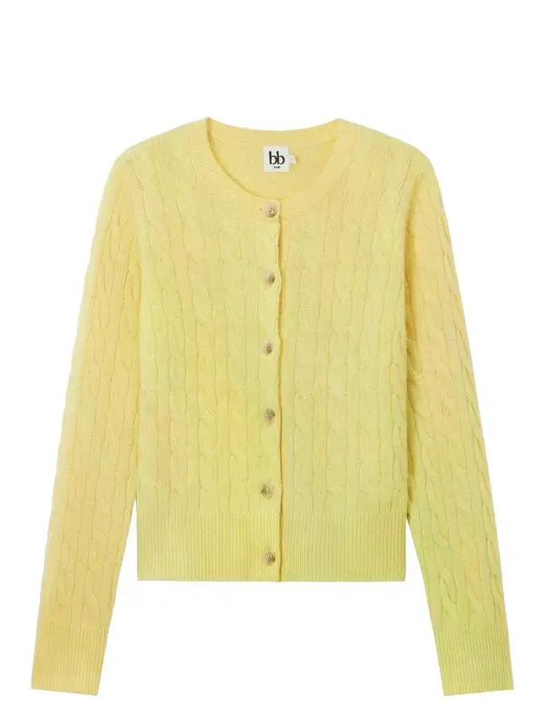 B+AB Cable-knit Buttoned Cardigan - Yellow