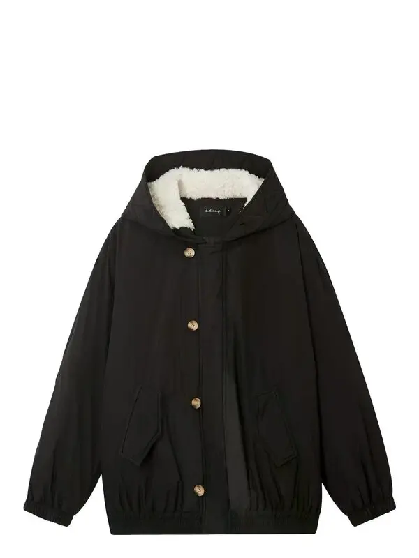 TOUT A COUP Button-fastening Hooded Jacket - Black