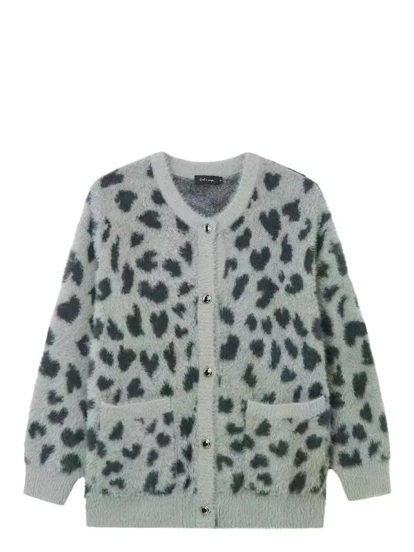 TOUT A COUP Animal-pattern Cardigan With Pockets - Grey