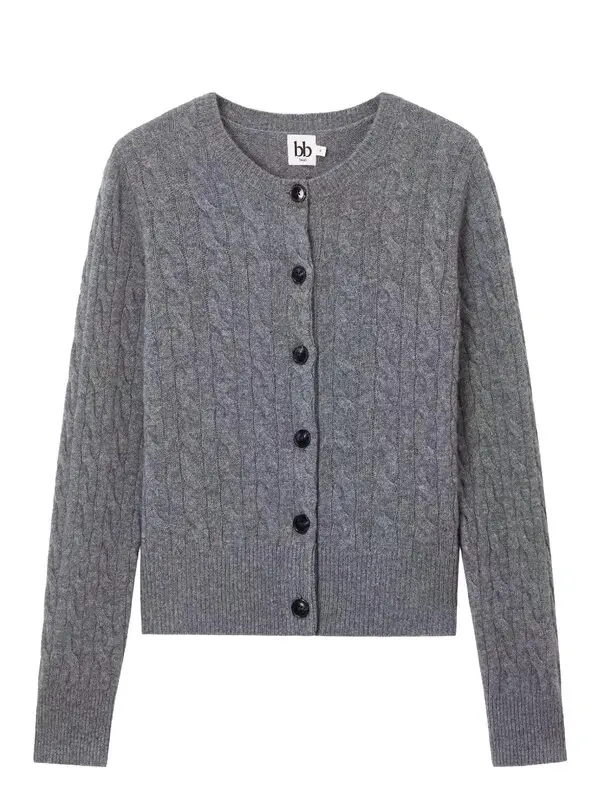 B+AB Cable-knit Buttoned Cardigan - Grey