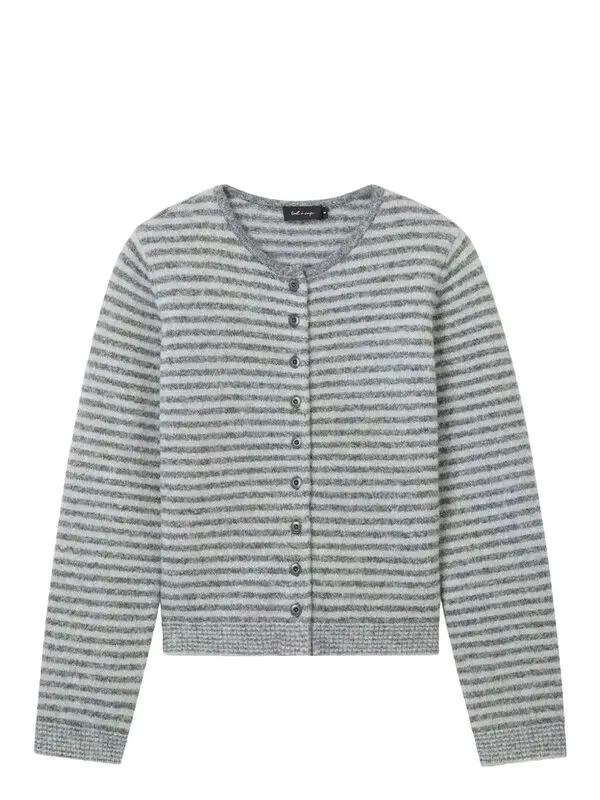 TOUT A COUP Striped Button Cardigan - Grey