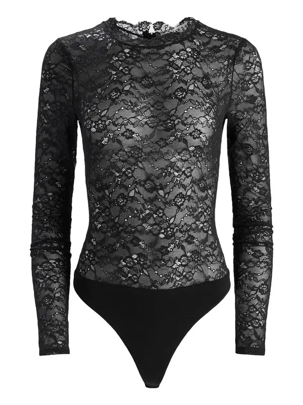 Alice + Olivia Taeyn Lace Bodysuit - Black