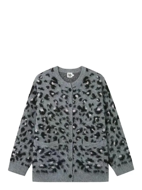 B+AB Animal Print Cardigan With Pockets - Grey