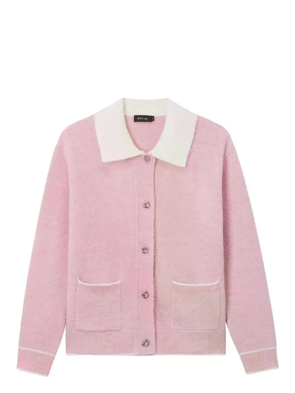 TOUT A COUP Collared Cardigan With Pockets - Pink