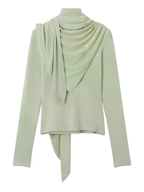 B+AB Scarf-neck Long-sleeve Top - Green