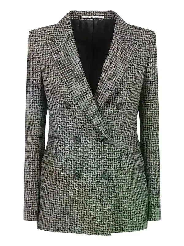 Tagliatore Houndstooth Double-breasted Blazer - Brown