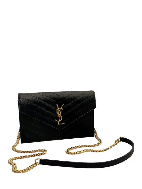 Saint Laurent Chevron Chain Shoulder Bag - Black