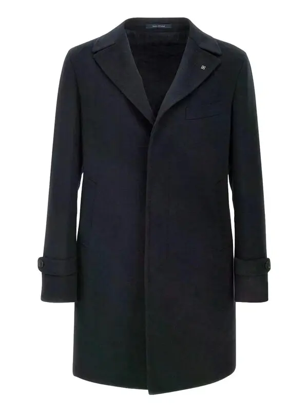 Tagliatore Buttoned Peak Lapel Coat - Blue