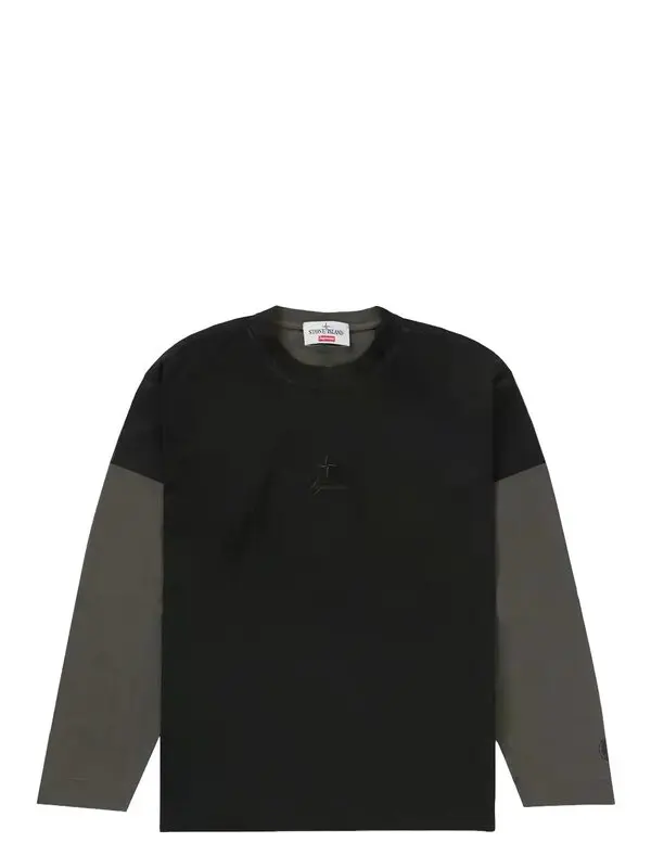 Supreme X X Stone Island Logo Detail T-shirt - Black