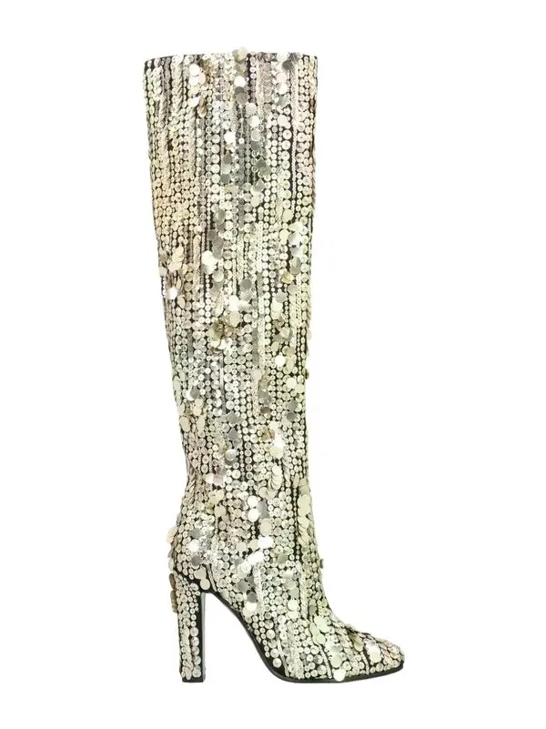 Alberta Ferretti Sequin-embellished Boots - Gold