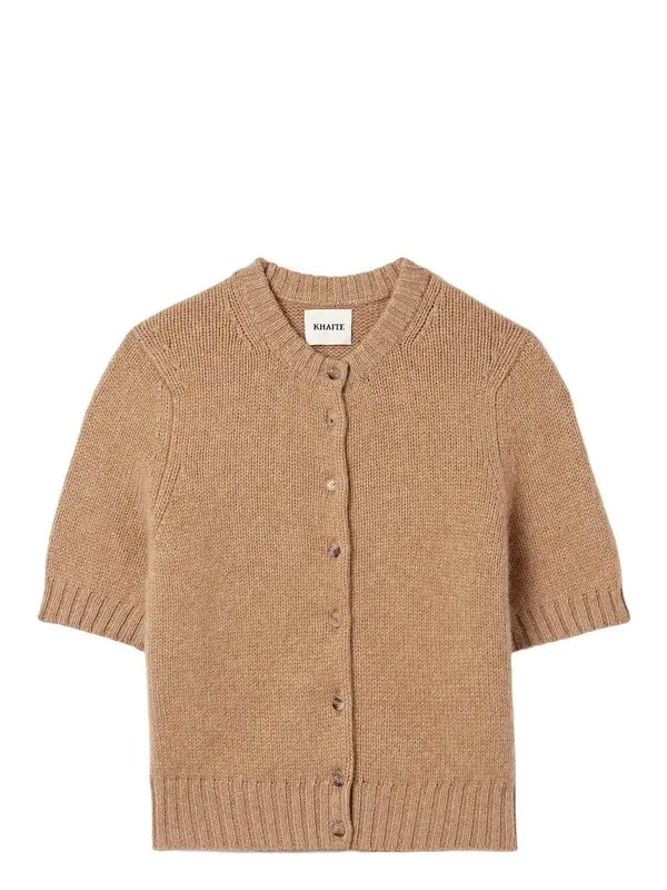 Khaite Nora Cropped Cashmere-blend Cardigan - Brown