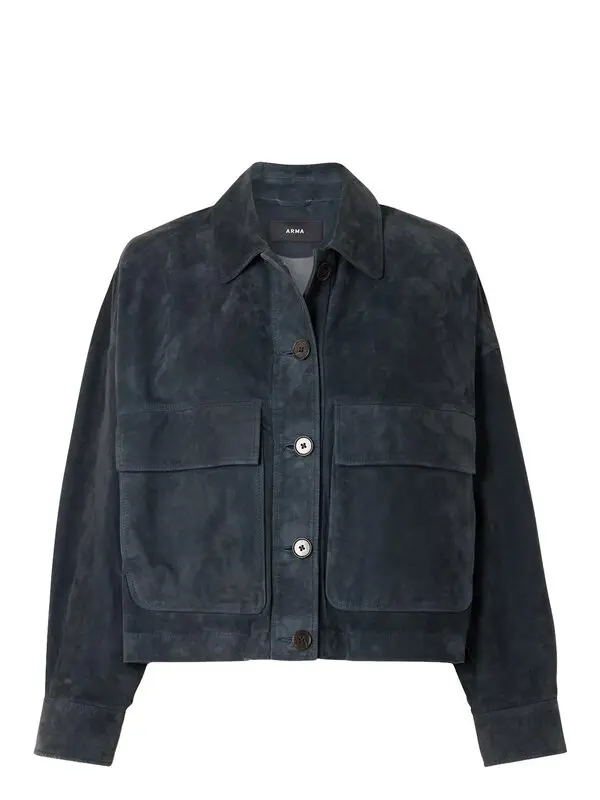 ARMA Miri Cropped Suede Jacket - Blue