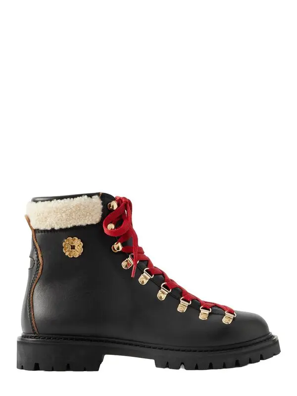 Bally Shearling-trimmed Leather Ankle Boots - Black