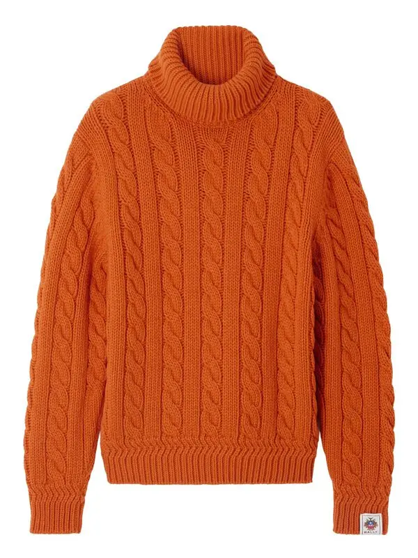 Bally Cable-knit Wool Turtleneck Sweater - Orange