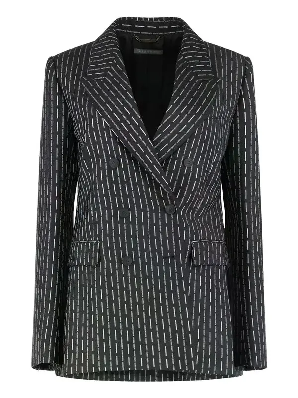 Alberta Ferretti Double-breasted Striped Blazer - Black