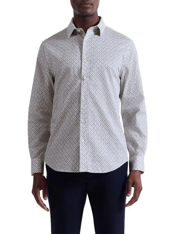 Bugatchi Julian Shaped Fit Geo Print Button-up Shirt - Chalk