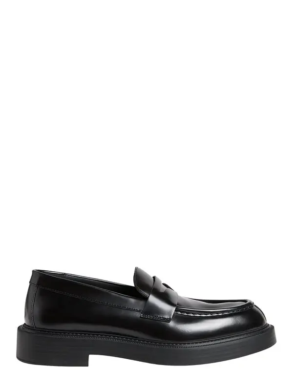 Emporio Armani Brushed Leather Loafers - Black