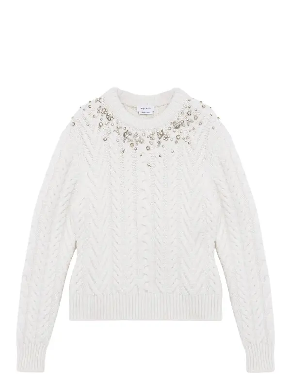 Alexander McQueen Wool-cashmere Embellished Sweater - White