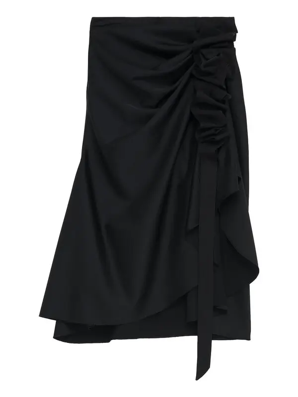 Alexander McQueen Asymmetric Bow Midi Skirt - Black