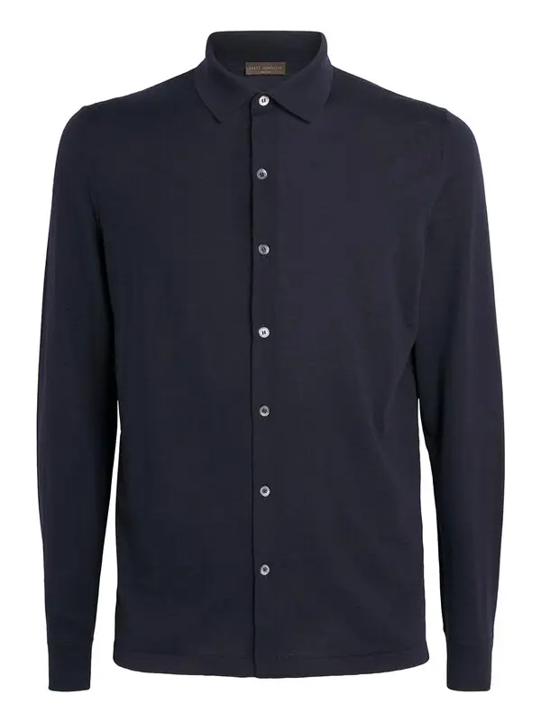 BRETT JOHNSON Virgin Wool Shirt - Navy