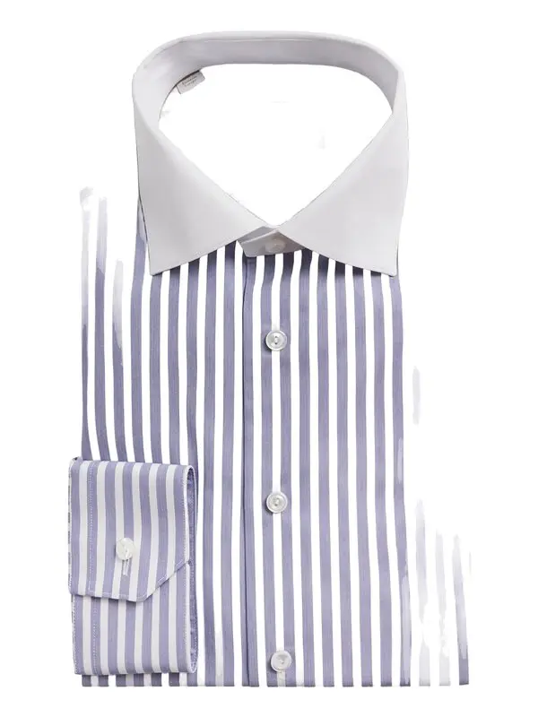 Eton Supima Cotton Twill Bengal Stripe Shirt - White
